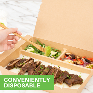 Bio Tek 51 oz Rectangle Kraft Paper Bento Box - 3-Compartment - 9 1/2 ...