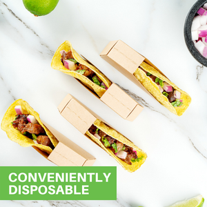 Bio Tek Kraft Paper Small Taco Holder - Greaseproof - 4" x 1 1/4" x 2 1 ...