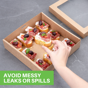 Cater Tek Square Kraft Paper Catering Box - with Window Lid - 9" x 9" x ...