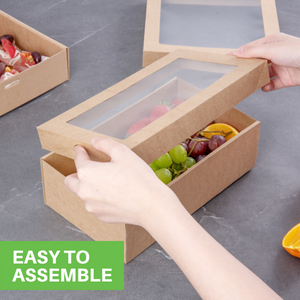 Cater Tek Square Kraft Paper Catering Box - with Window Lid - 9" x 9" x ...