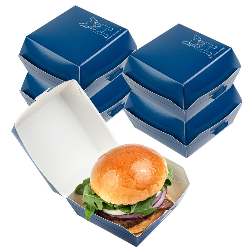 Frenchie Paper Mini Burger Box - 2 3/4" x 2 3/4" x 2" - 100 count box