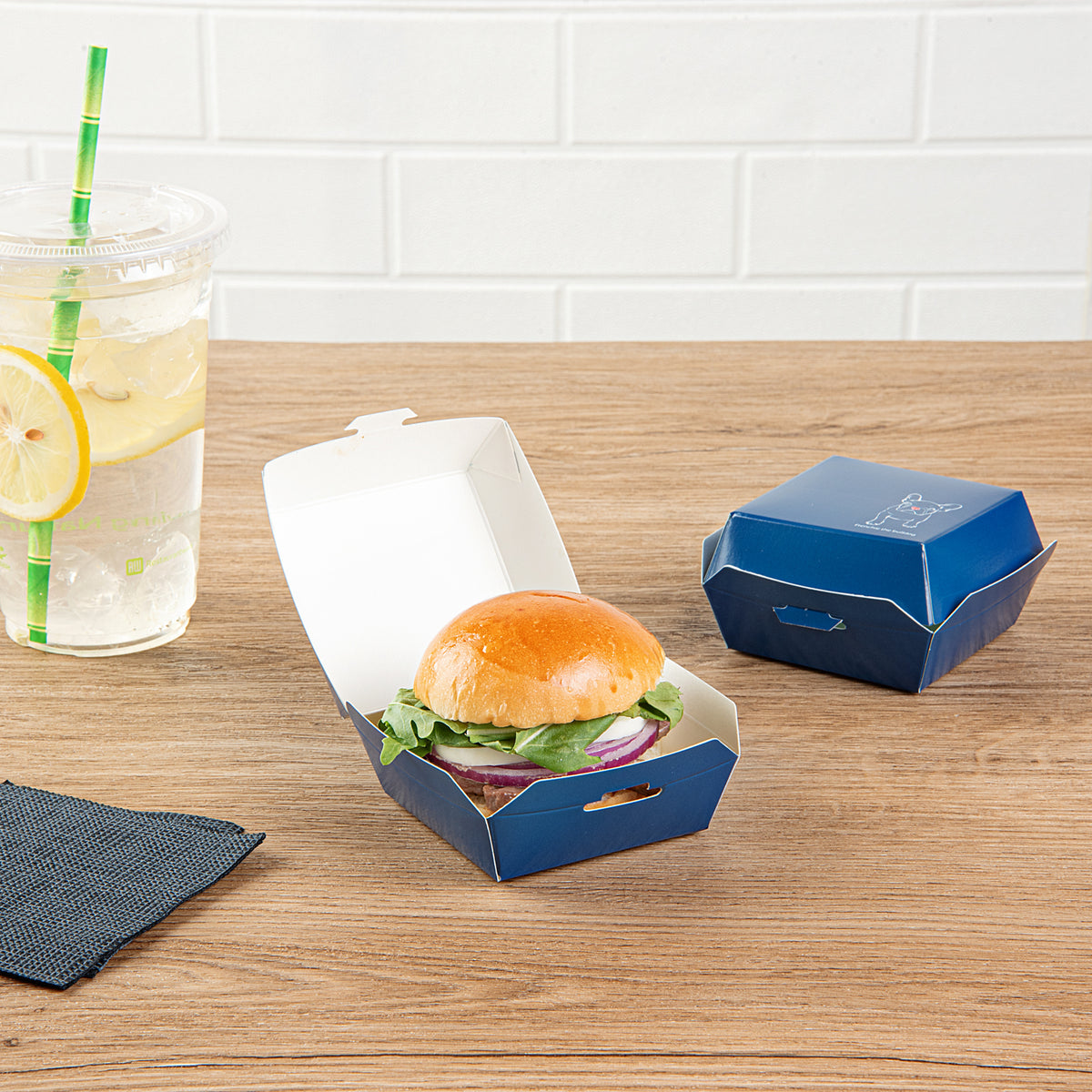 Frenchie Paper Mini Burger Box - 2 3/4" x 2 3/4" x 2" - 100 count box