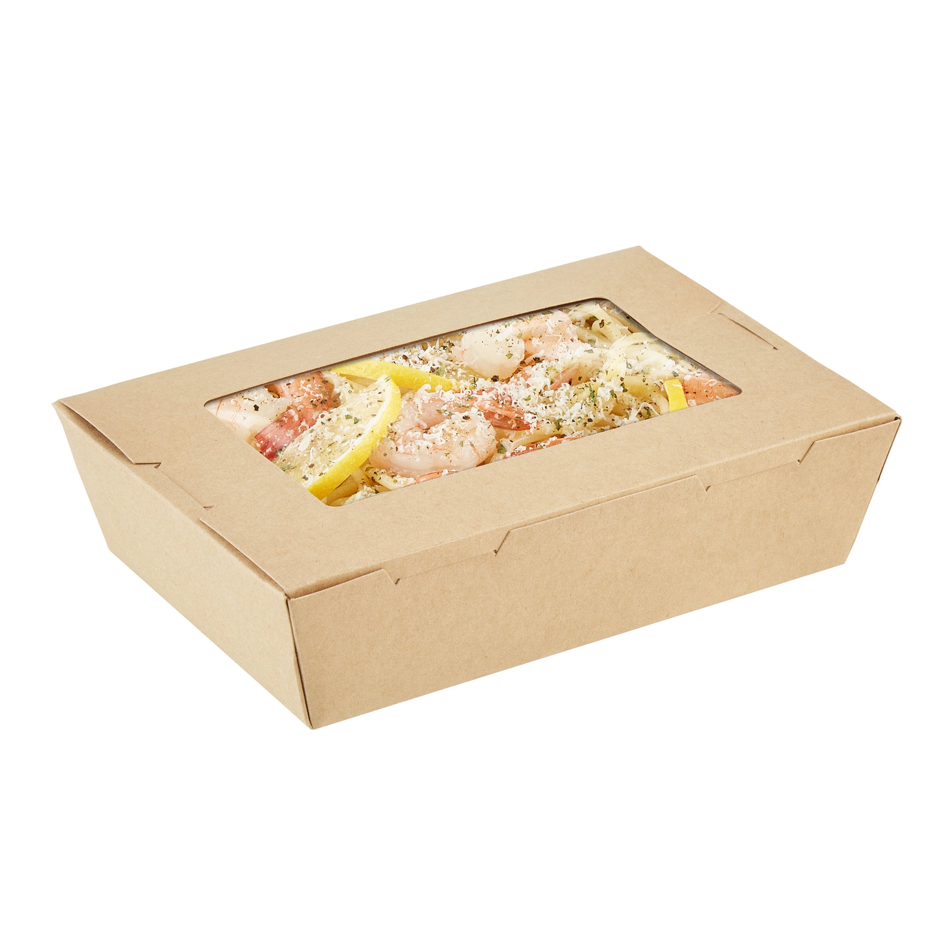 Cafe Vision 42 oz Kraft Paper Medium Take Out Container - Hinge Lock - 8'' x 5 1/2'' x 2'' - 200 ...