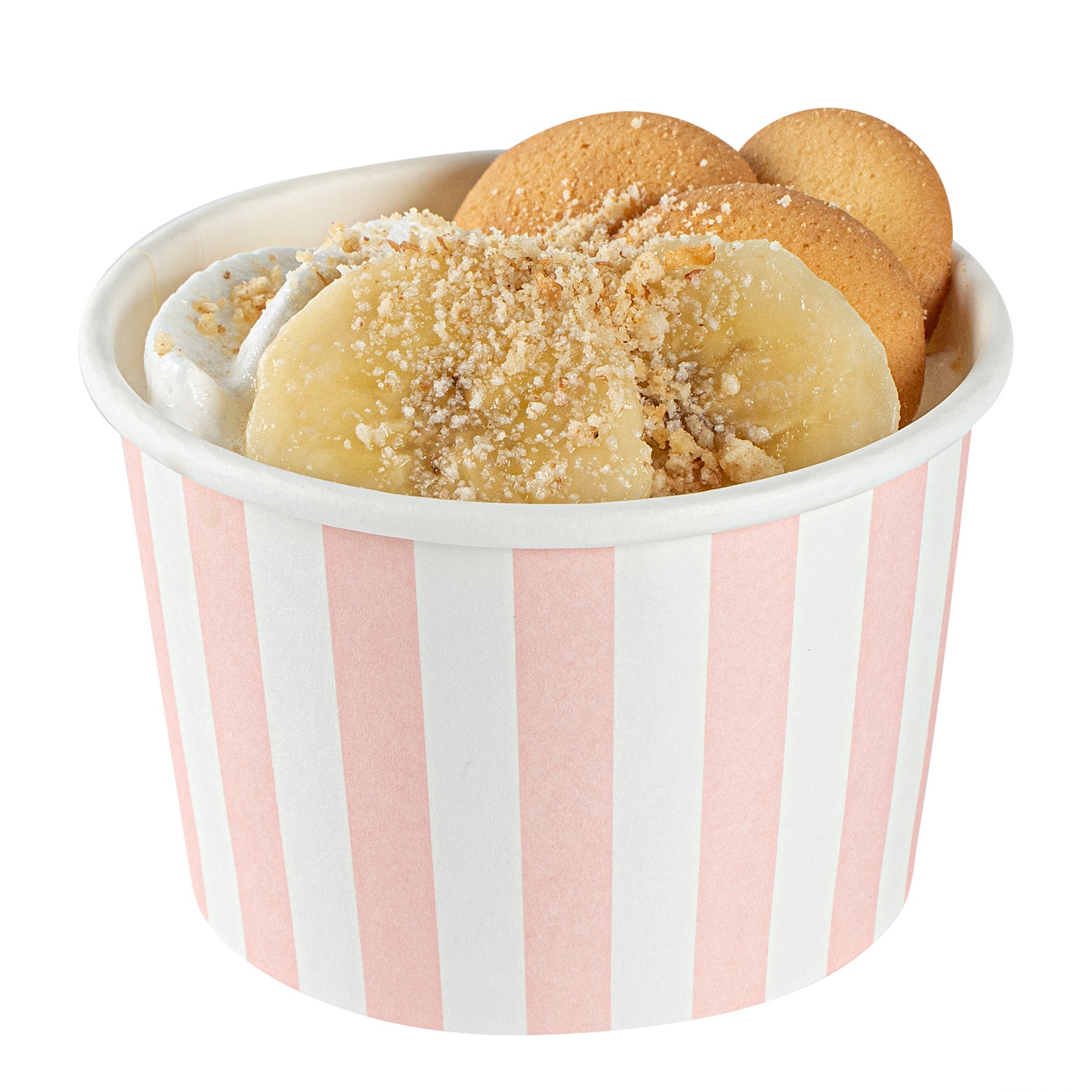 Coppetta 4 oz Round Pink and White Stripe Paper To Go Cup - 3" x 3" x 2 ...