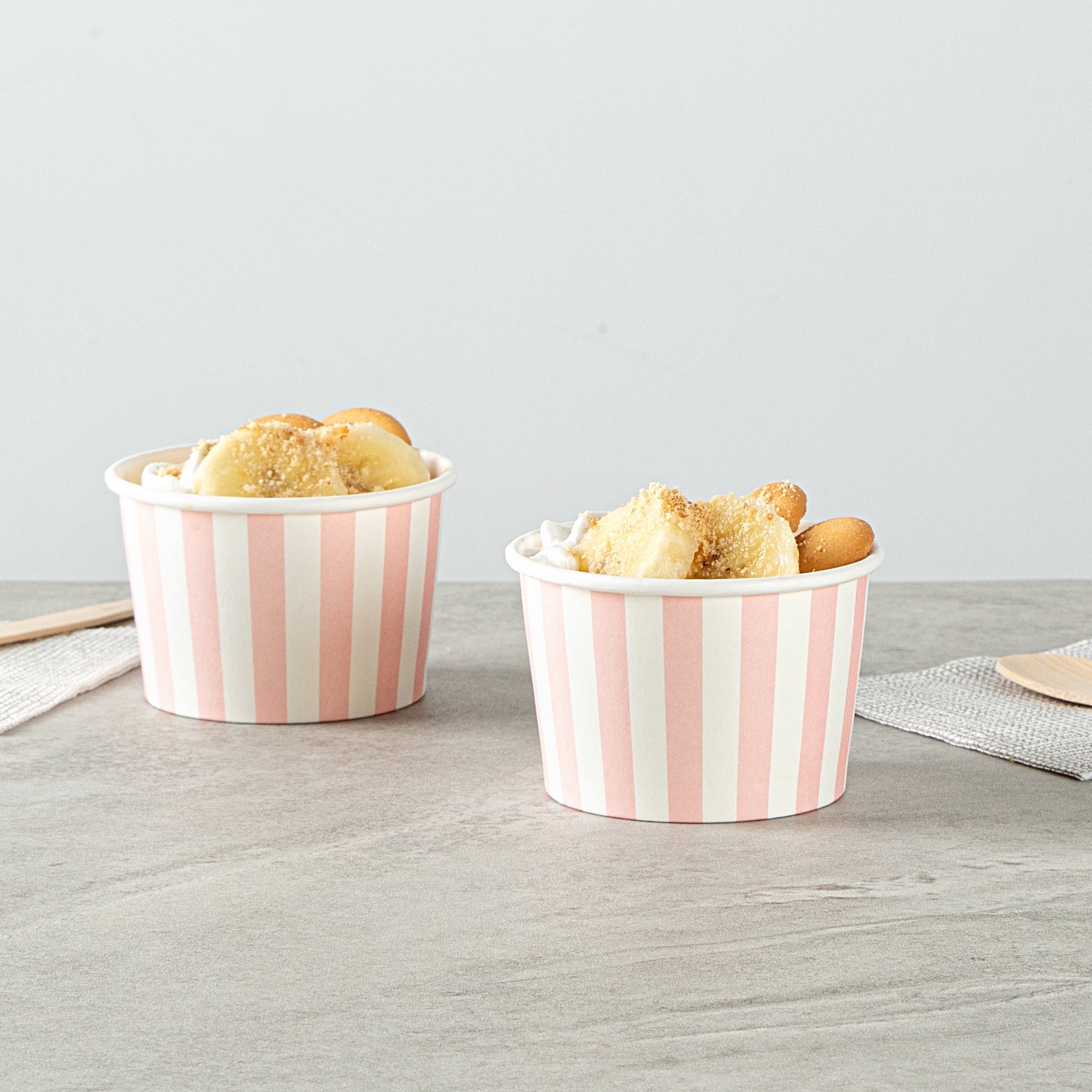 Coppetta 4 oz Round Pink and White Stripe Paper To Go Cup - 3" x 3" x 2 ...