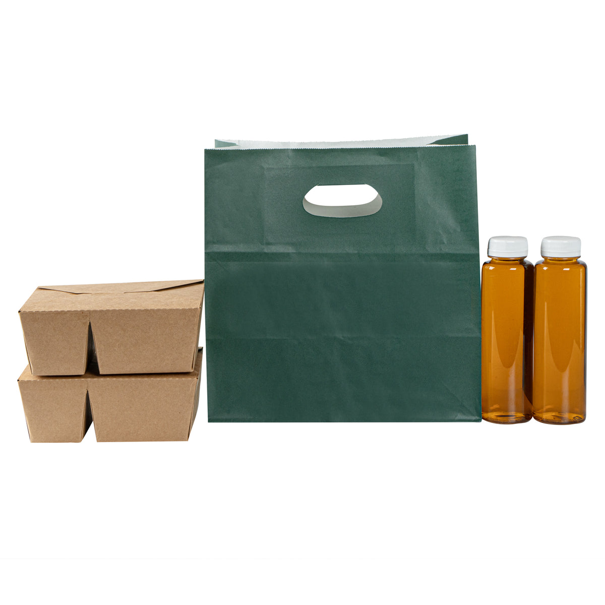 Bag Tek Rectangle Forest Green Paper Take Out Bag - with Handles - 11 ...