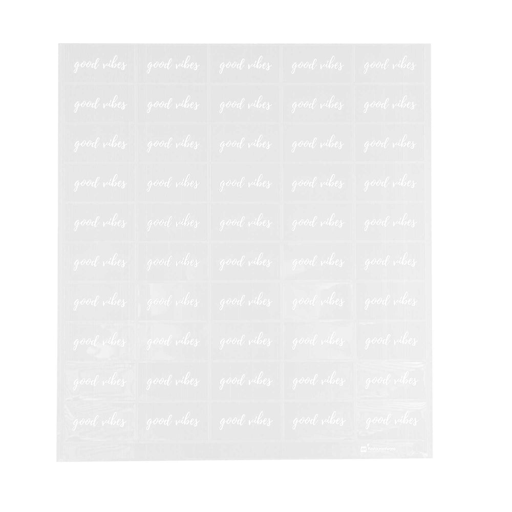 Label Tek Plastic Good Vibes Label - Clear with White Font, Water ...