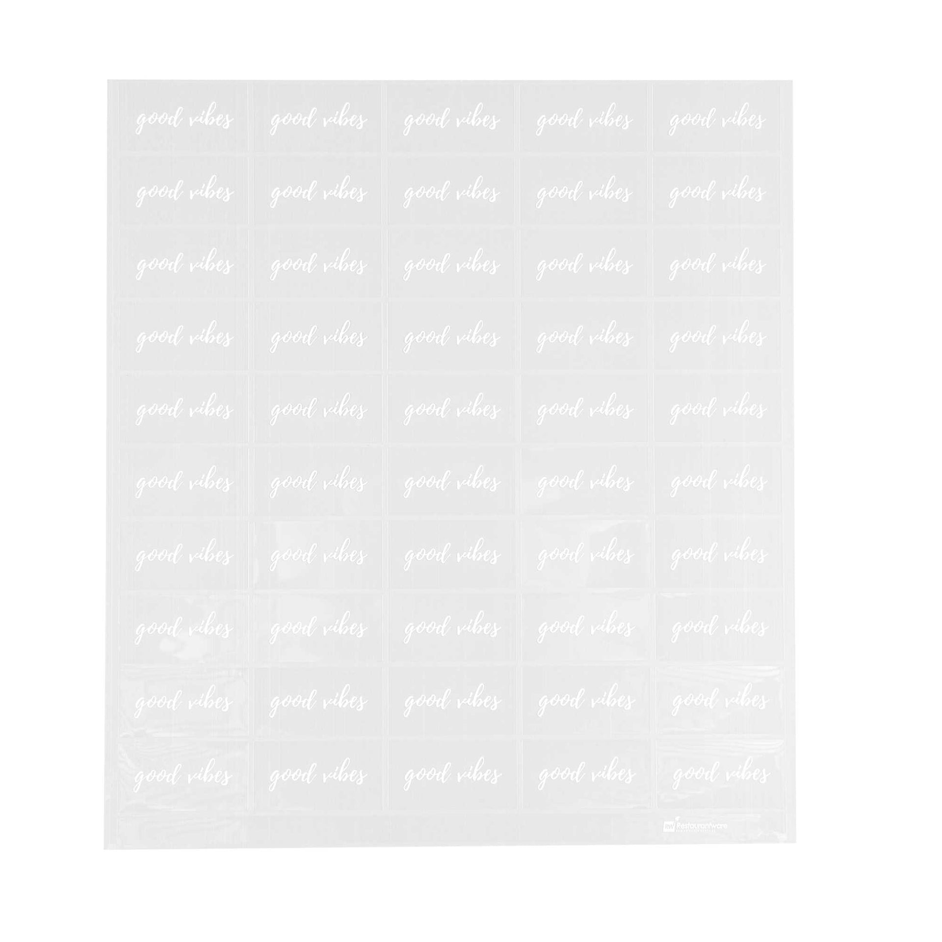 Label Tek Plastic Good Vibes Label - Clear with White Font, Water ...