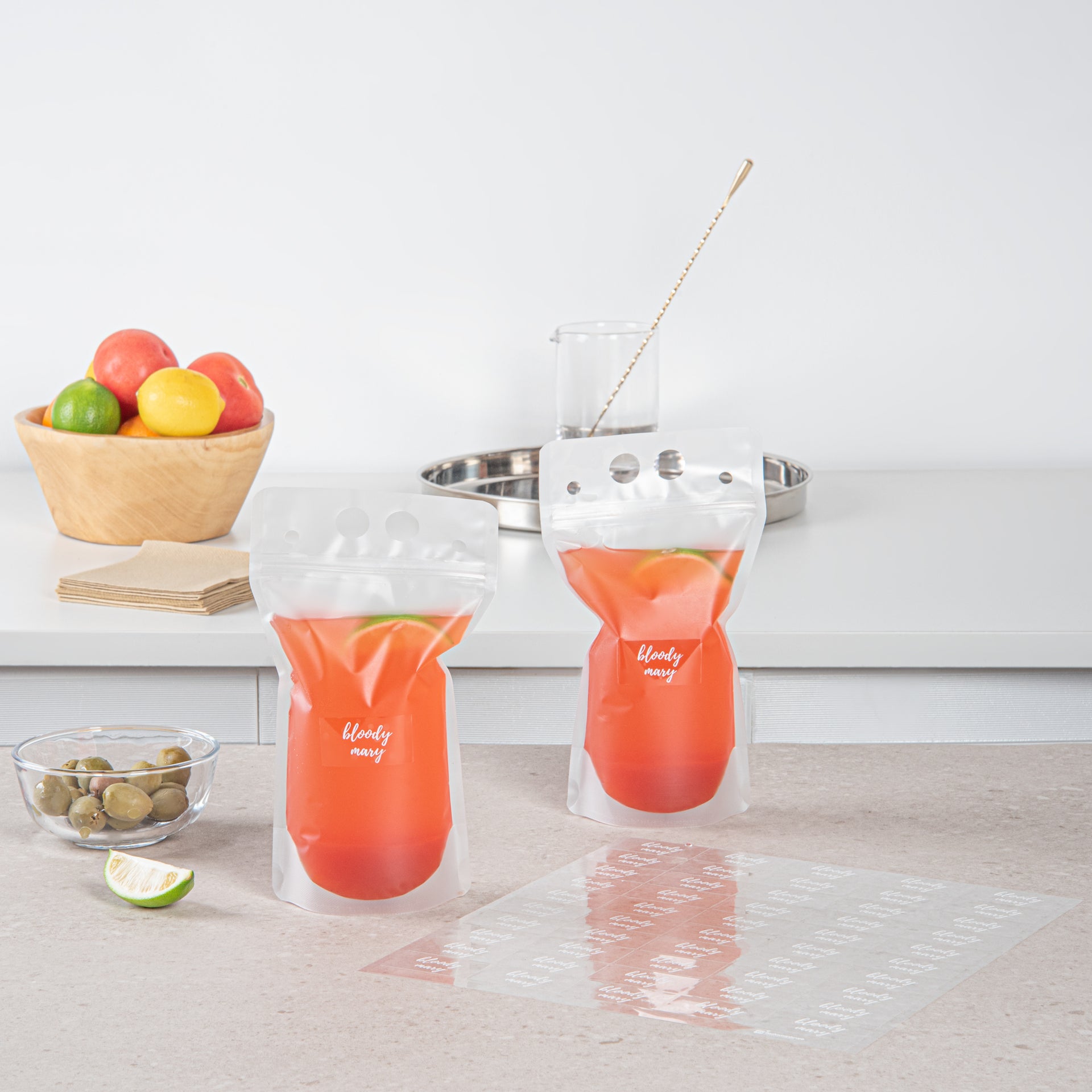 Label Tek Plastic Bloody Mary Label - Clear with White Font, Water ...