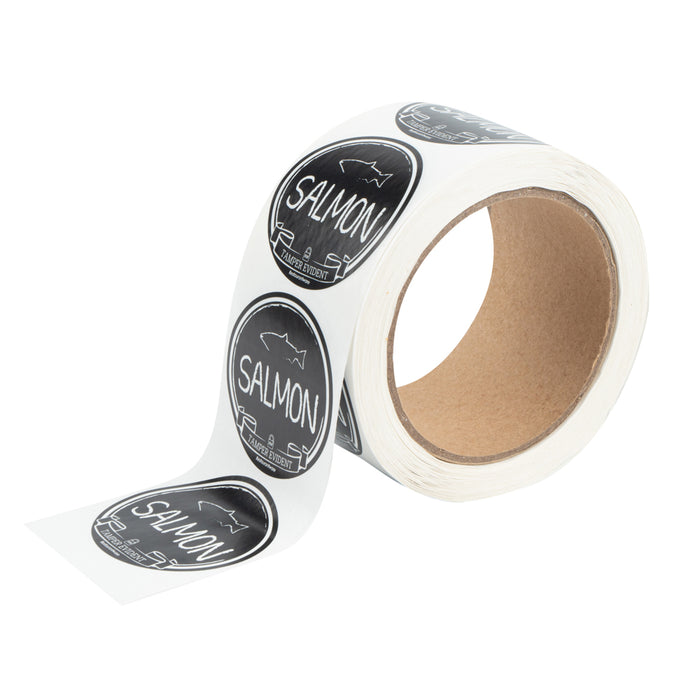 Label Tek Plastic Salmon Label - Black with White Font, Tamper-Evident ...