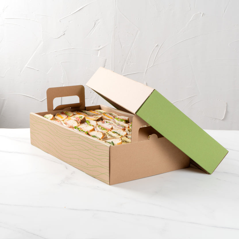 Cater Tek Rectangle Kraft and Green Paper Catering Tray - with Cover ...