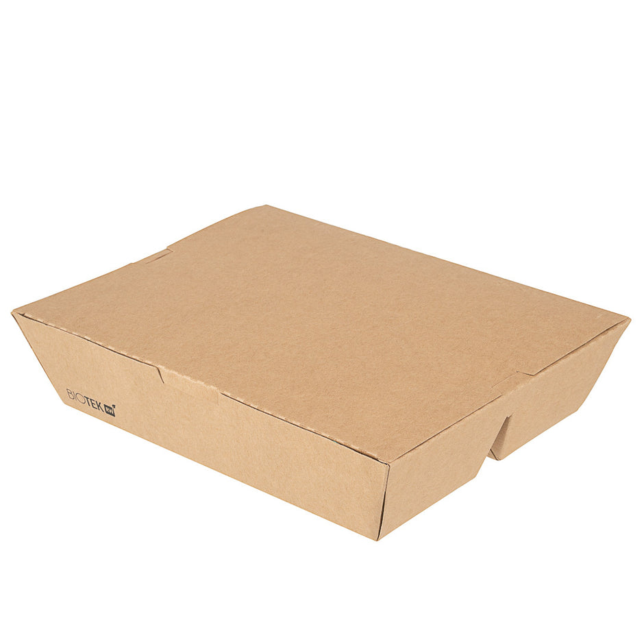 Bio Tek 51 oz Rectangle Kraft Paper Bento Box - 3-Compartment - 9 1/2 ...