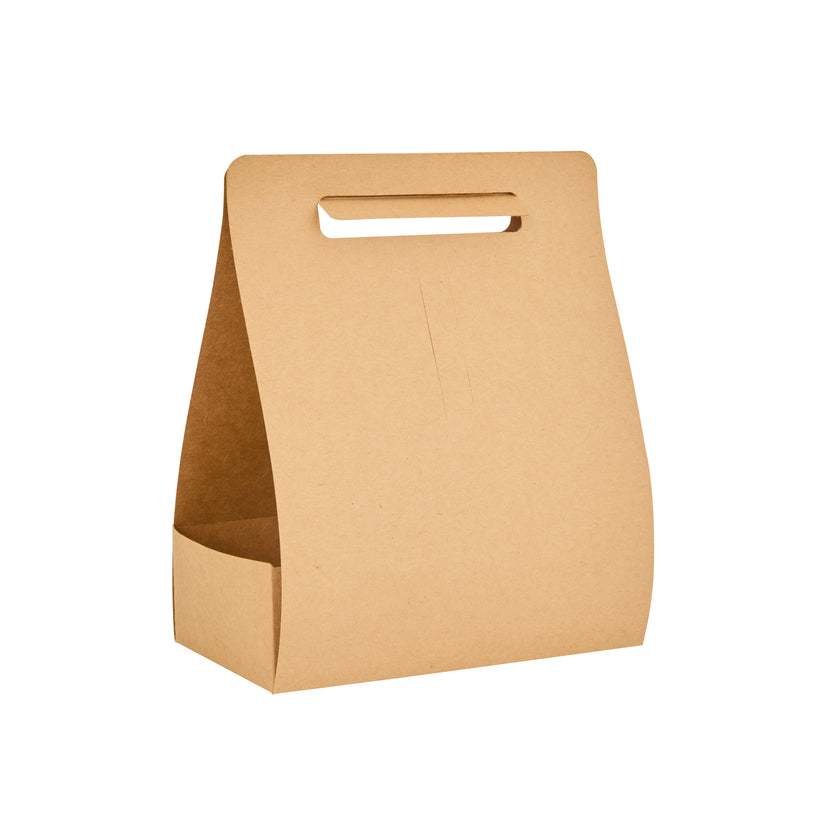 Bio Tek Kraft Paper To Go Lunch / Drink Carrier - with Handle - 8 3/4 ...