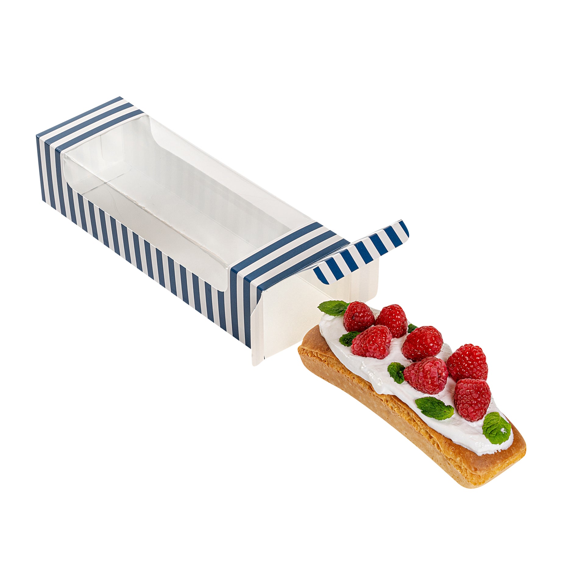 Pastry Tek Blue and White Stripe Paper Pastry / Cake Box - with Window ...