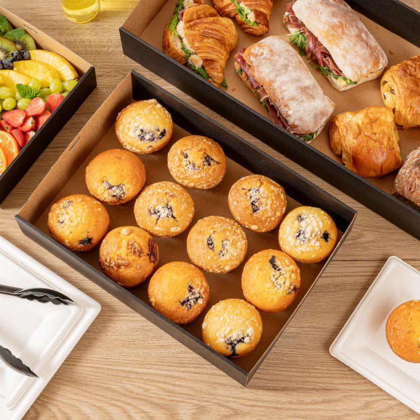 Cater Tek Rectangle Black Paper Catering Box - with Window Lid - 14 1/4 ...