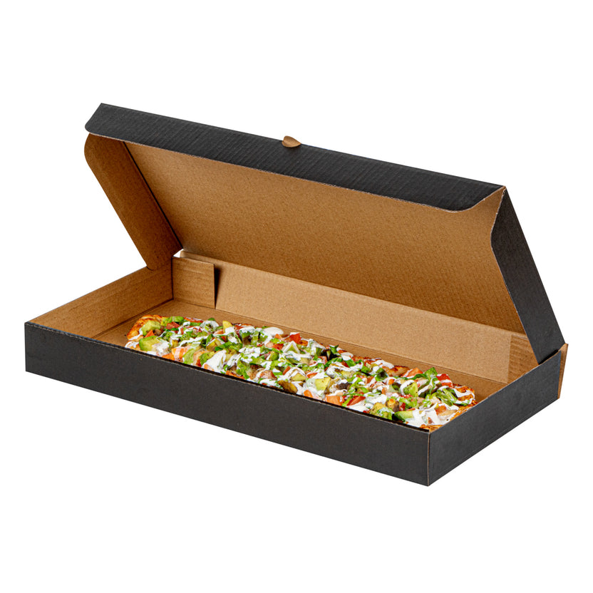 Eco Pie Kraft and Black Paper Corrugated Flatbread Box - 14" x 7" x 1 1 ...