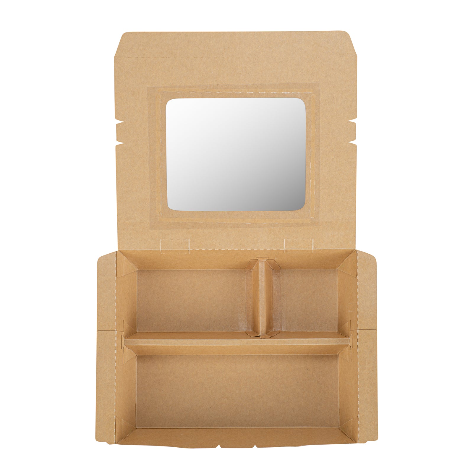 Eco Tek 51 oz Kraft and Green Paper Bento Box - with PLA Window, 3 ...