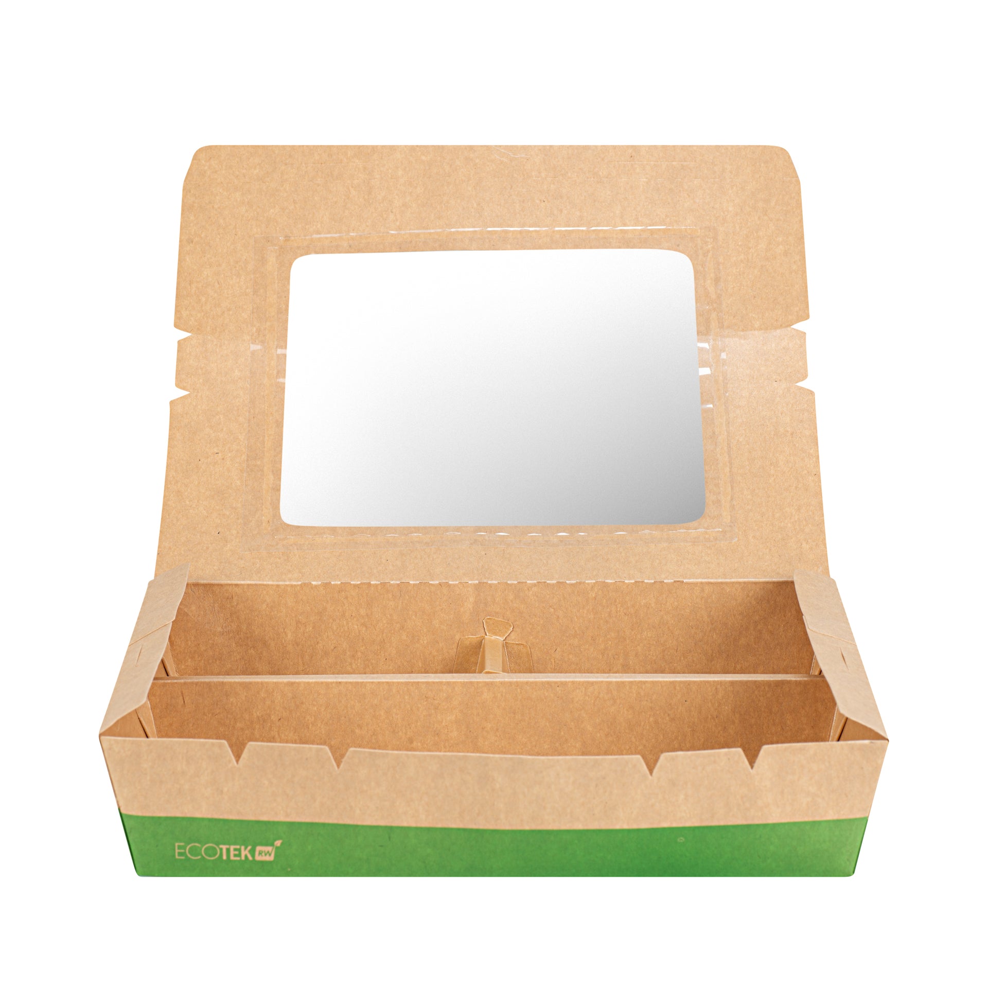 Eco Tek 78 oz Kraft and Green Paper Bento Box - with PLA Window, 3 ...