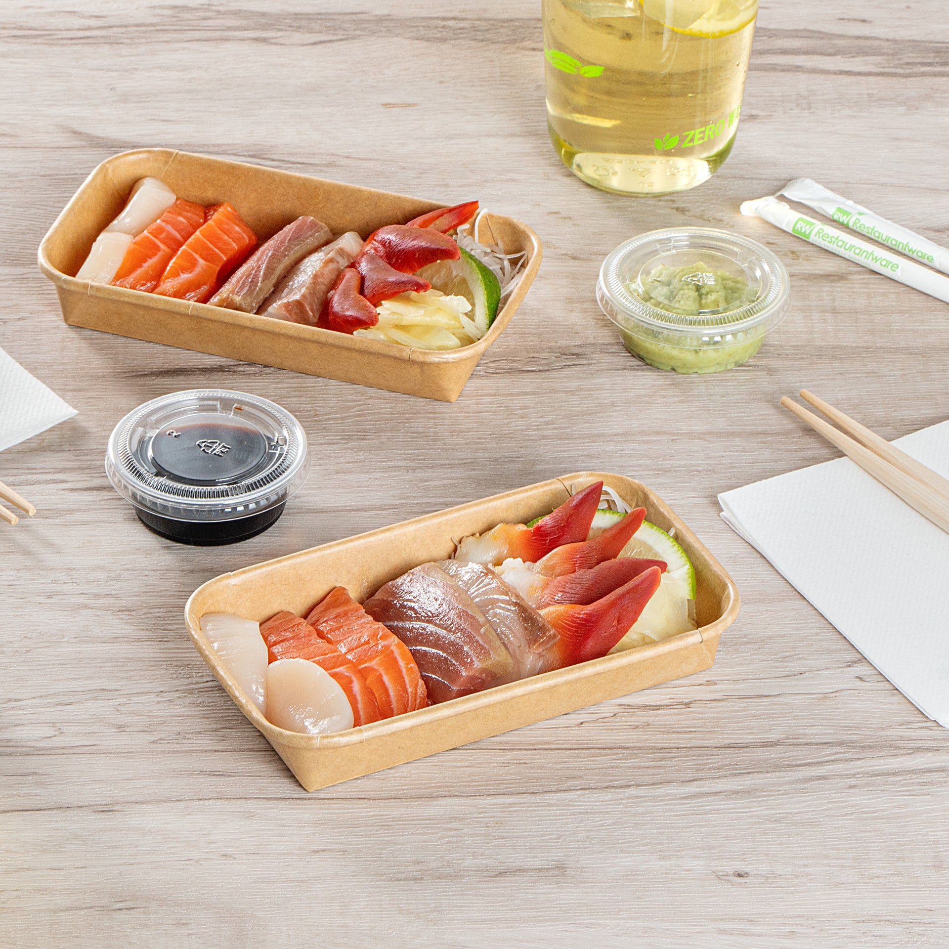 Matsuri Vision 6 oz Rectangle Kraft Paper Sushi Container - 6 1/4" x 3 ...