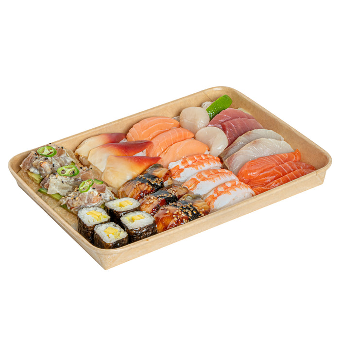 Matsuri Vision 23 oz Rectangle Kraft Paper Sushi Container - 10" x 7 1/ ...