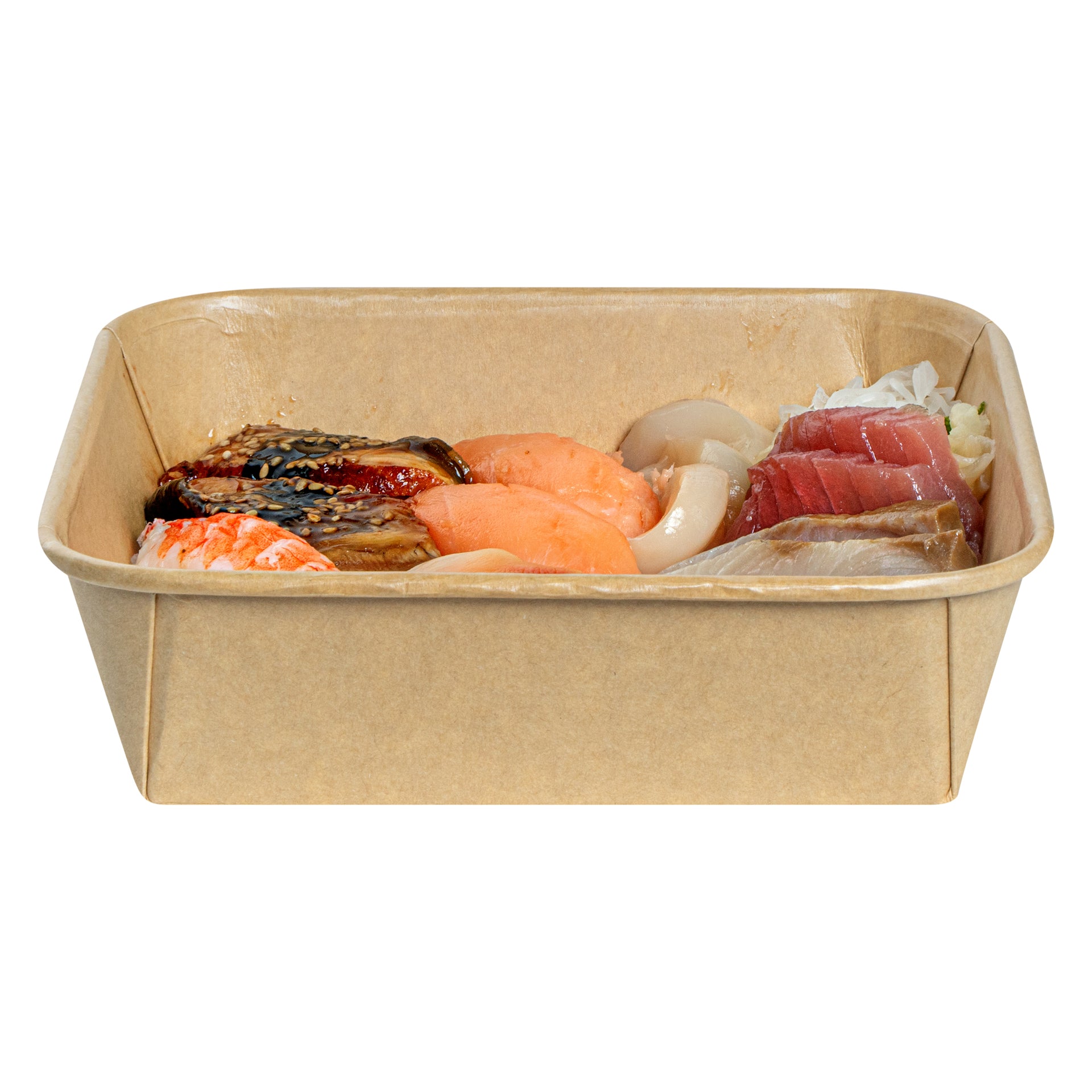 Matsuri Vision 34 oz Square Kraft Paper Sushi Container - 7" x 7" x 2 ...