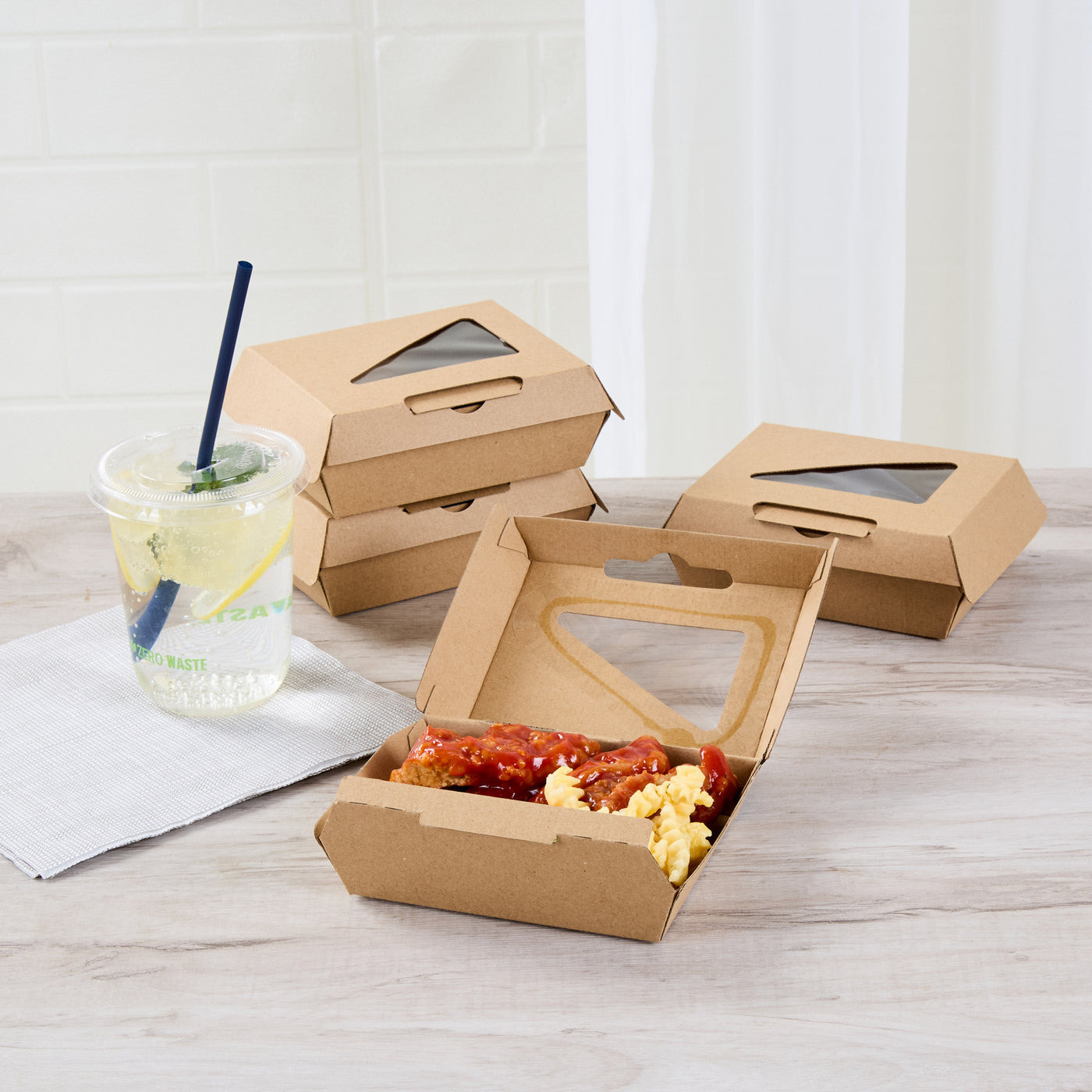 Eco Tek Square Kraft Paper Corrugated Clamshell Container - with PLA ...