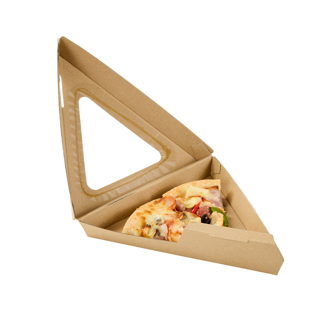 Eco Tek Kraft Paper Corrugated Pizza Slice Box - Clamshell, with PLA ...