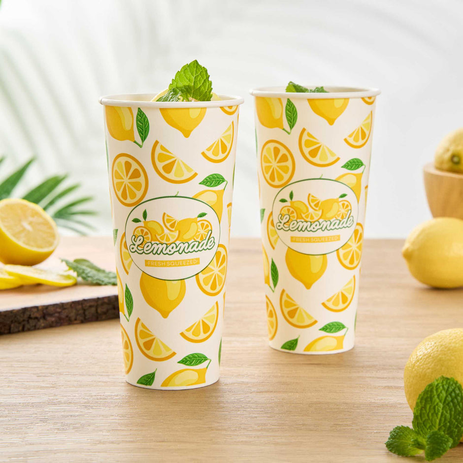 Chef 101 24 oz Tall Poly Paper Lemonade Cup - 500 count box