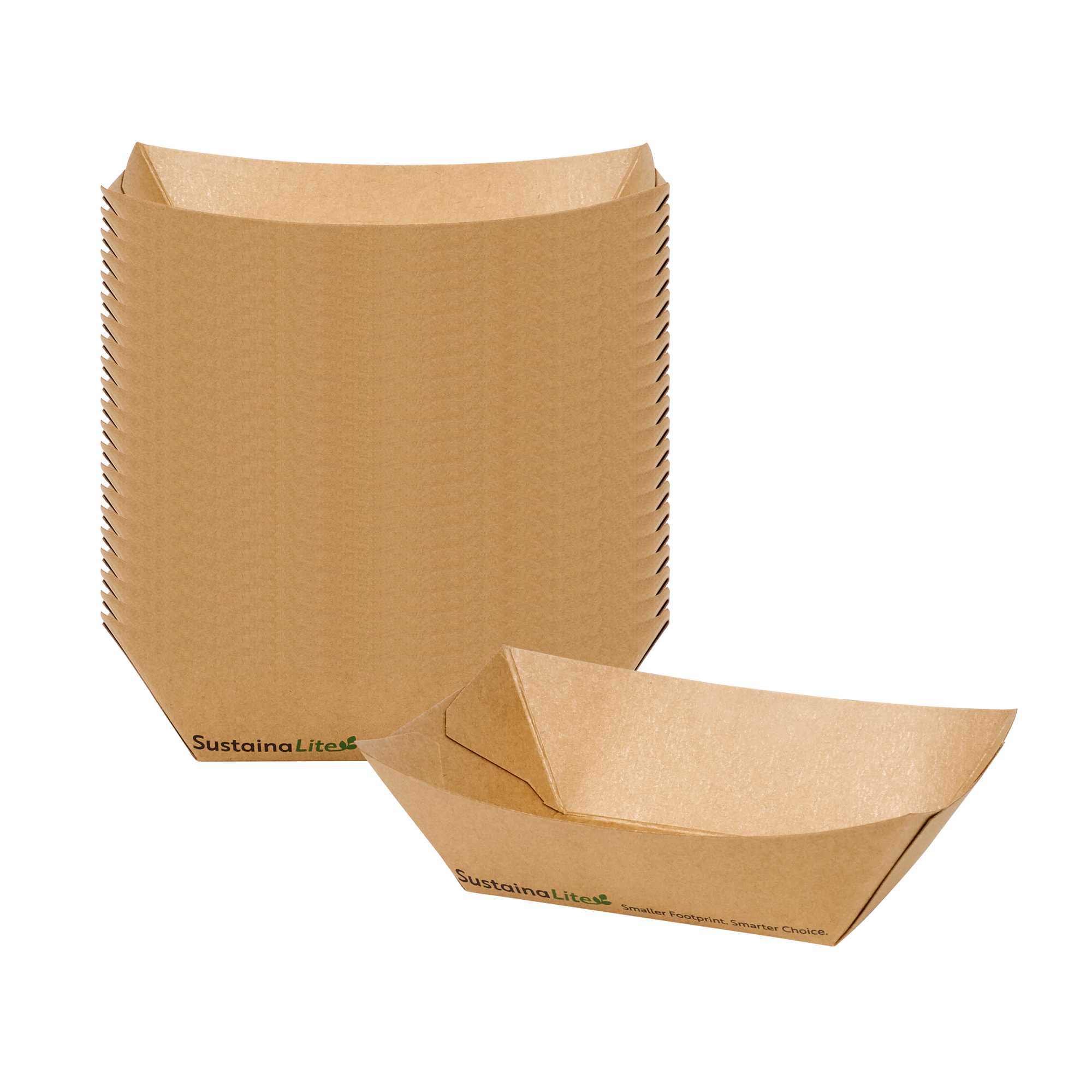 SustainaLite 7 oz #50 Kraft Paper Food Tray / Boat - with PE Lining - 3 ...