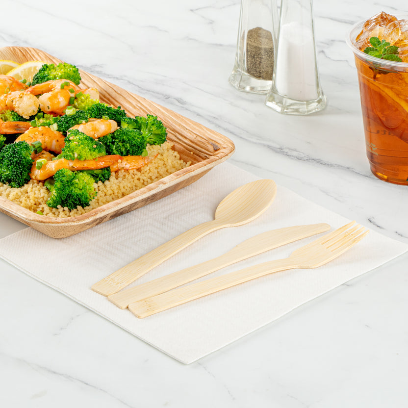 Bambuddha Natural Bamboo Disposable Cutlery Set - 7" - 100 count box