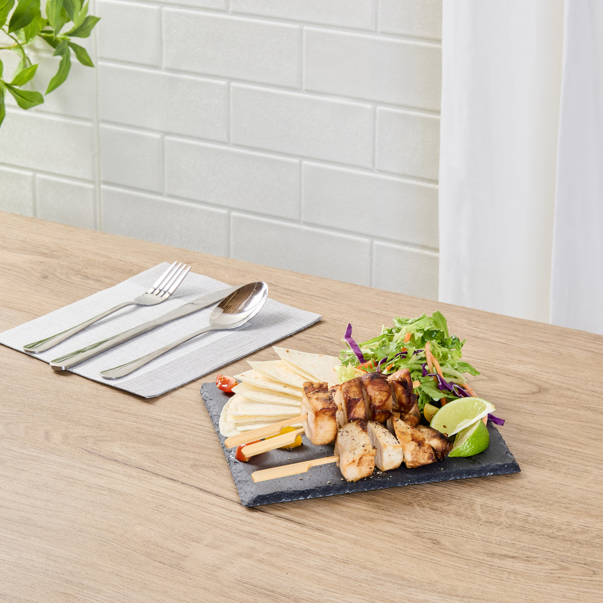 Stone Tek Square Black Slate Serving Plate - 8" x 8" - 10 count box