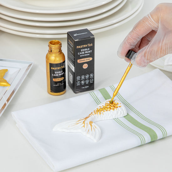 Pastry Tek 1 oz Metallic Gold Edible Food Coloring / Cake Paint - with ...