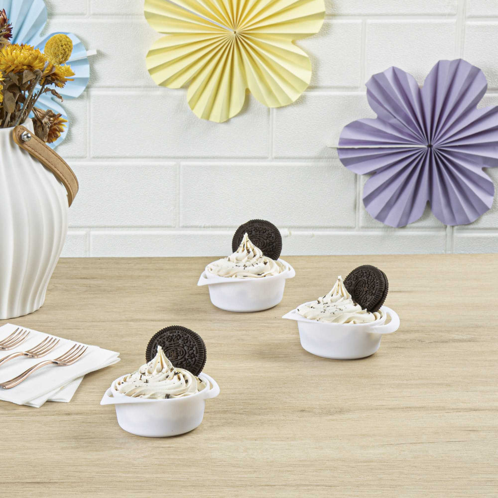 3 oz Round White Plastic Mini Infinity Pot - 3 3/4" x 2 1/2" x 1 1/4 ...