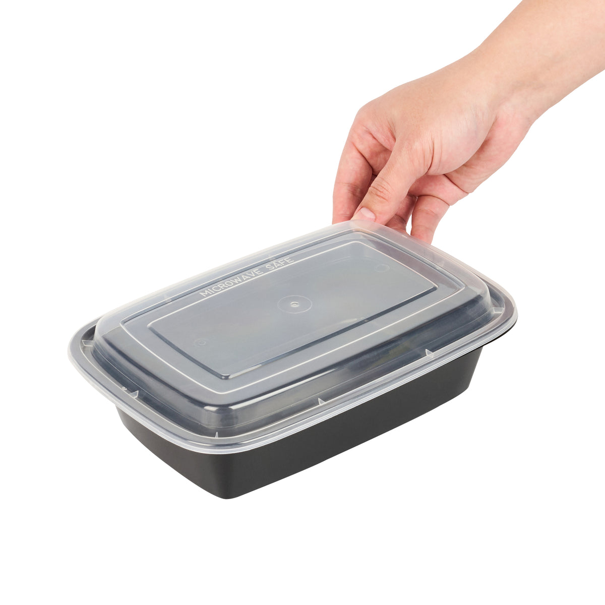 Asporto 38 oz Rectangle Black Plastic To Go Box - with Clear Lid ...