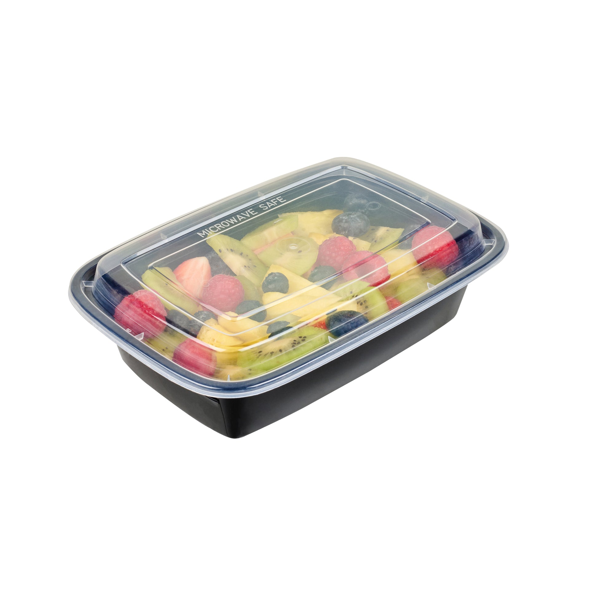 Asporto 38 oz Rectangle Black Plastic To Go Box - with Clear Lid ...