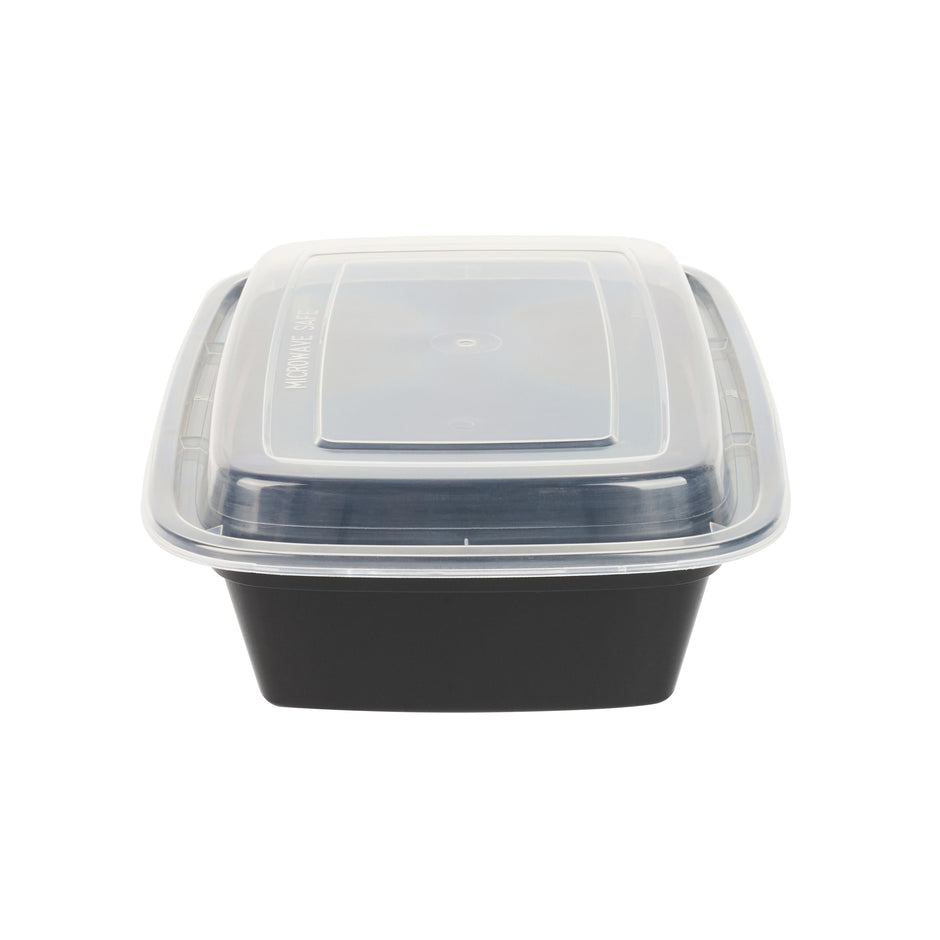 Asporto 38 oz Rectangle Black Plastic To Go Box - with Clear Lid ...