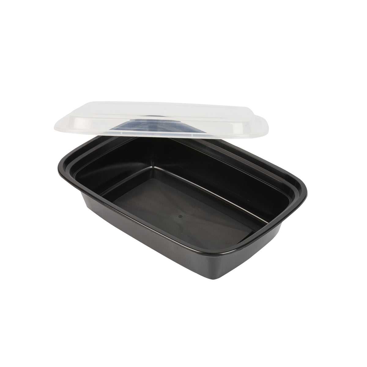 Asporto 38 oz Rectangle Black Plastic To Go Box - with Clear Lid ...