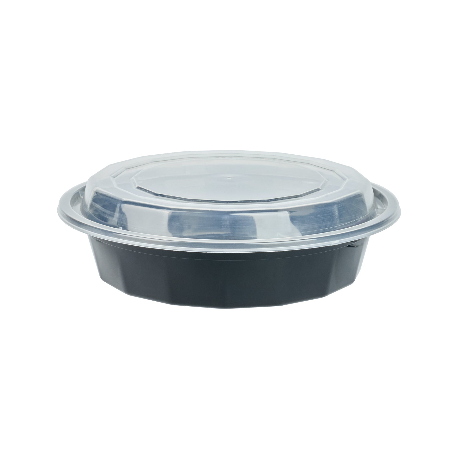 Asporto 24 oz Round Black Plastic To Go Box - with Clear Lid ...