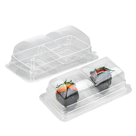 Thermo Tek 5 oz Clear Plastic Pastry Box - with Lid, Duo - 5 1/4" x 3 ...
