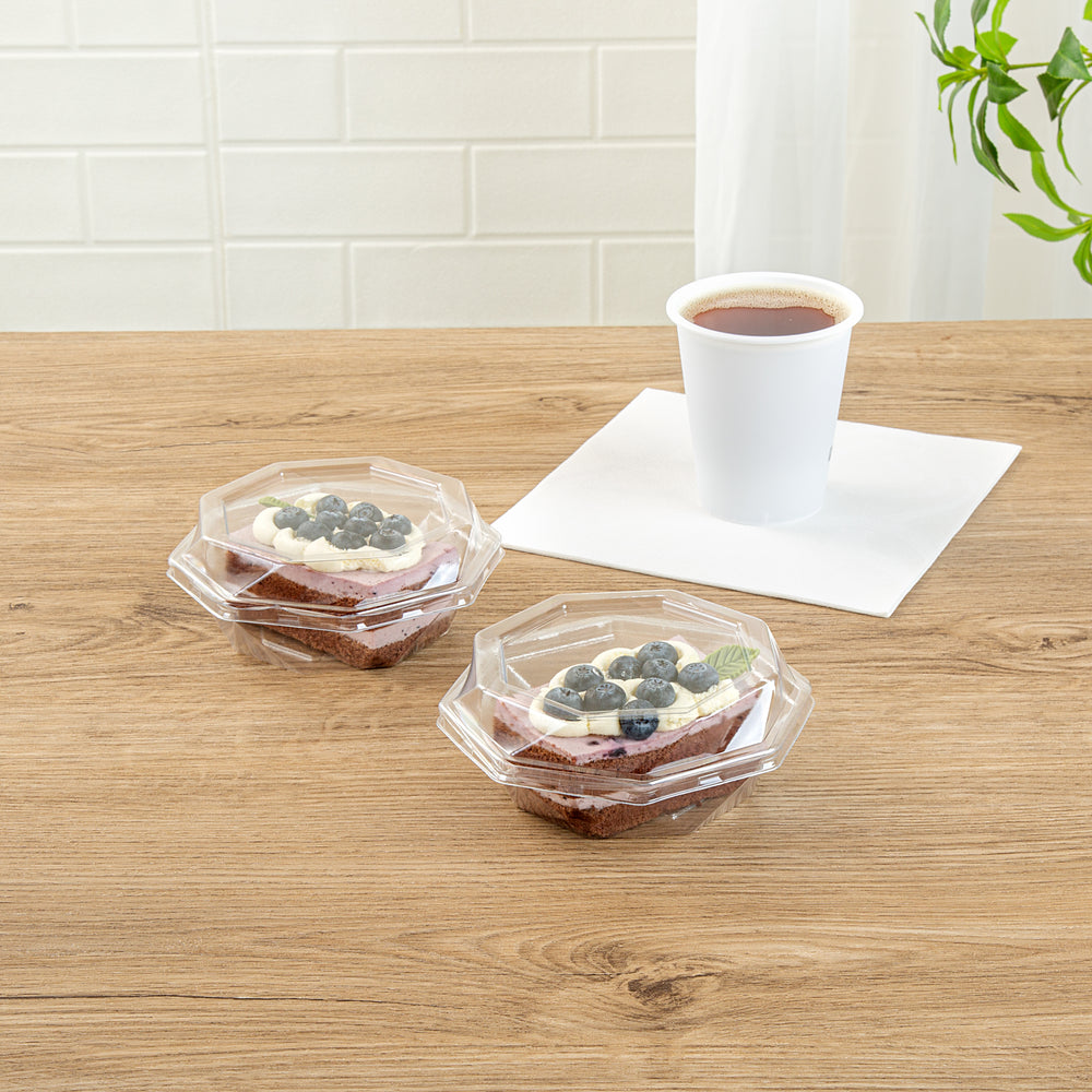 Thermo Tek Octagon Clear Plastic Cake Box - with Lid - 5 1/4" x 5 1/4 ...