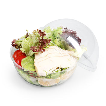 Thermo Tek 21 oz Clear Plastic Sphere Salad Container - with Dome Lid ...
