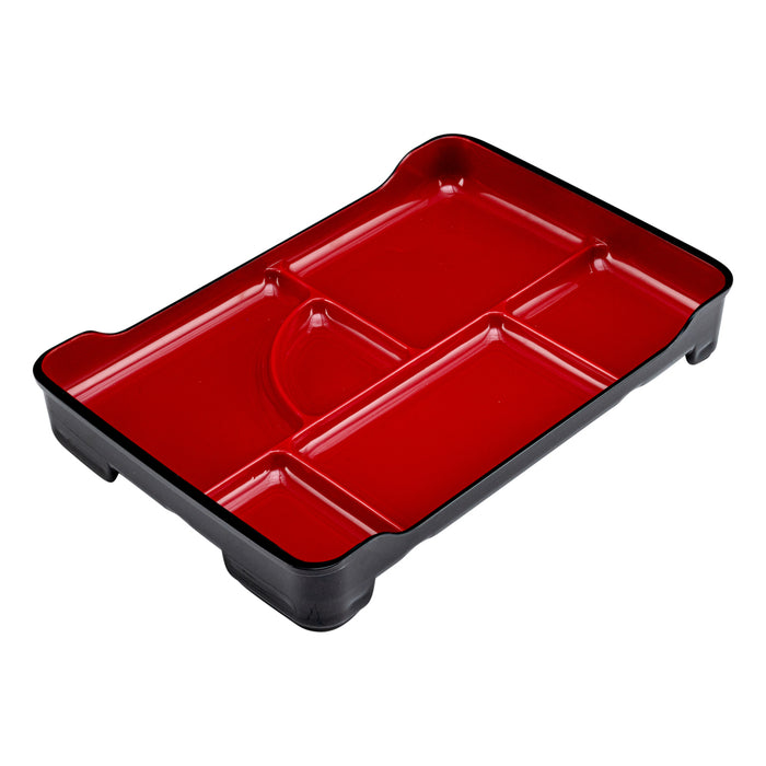 Bento Tek Black and Red Japanese Style Bento Plate - 5 Compartments ...