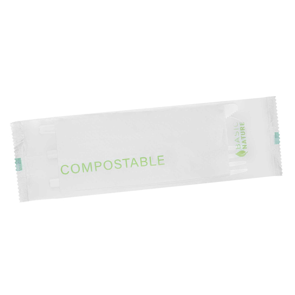 Basic Nature White CPLA Plastic Cutlery Set - Compostable Wrapper ...