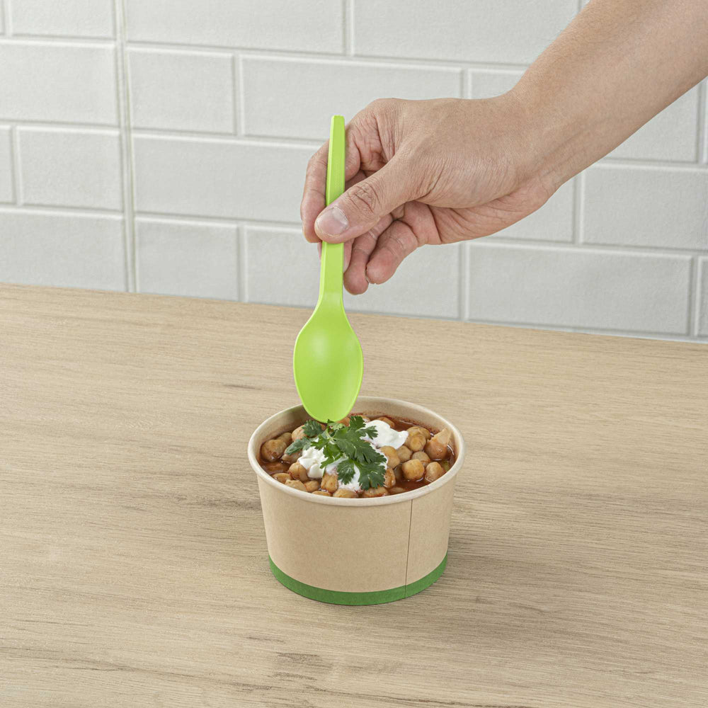 Basic Nature Green CPLA Plastic Spoon - Compostable Wrapper, Heat ...