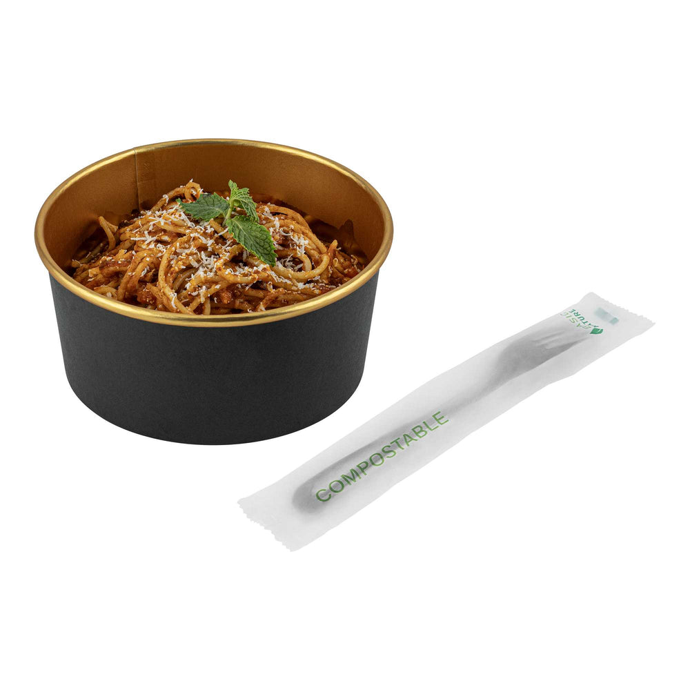 Basic Nature Black CPLA Plastic Fork - Compostable Wrapper, Heat ...