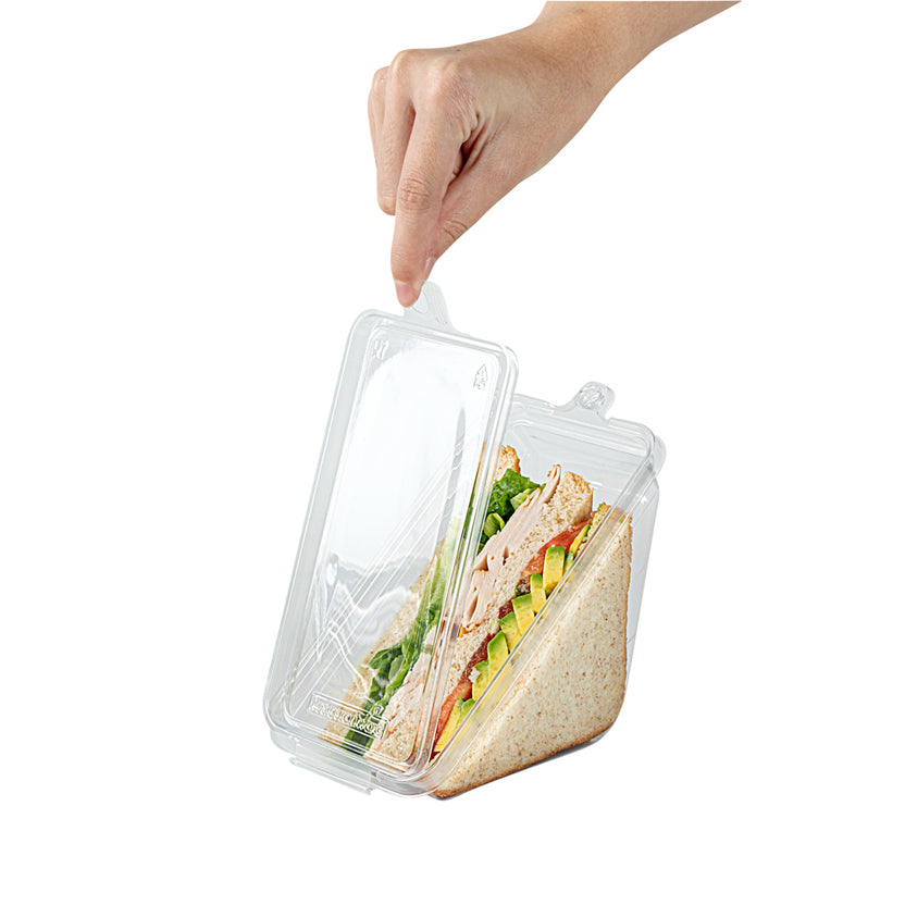 Tamper Tek Triangle Clear Plastic Sandwich Container - with Lid, Tamper ...