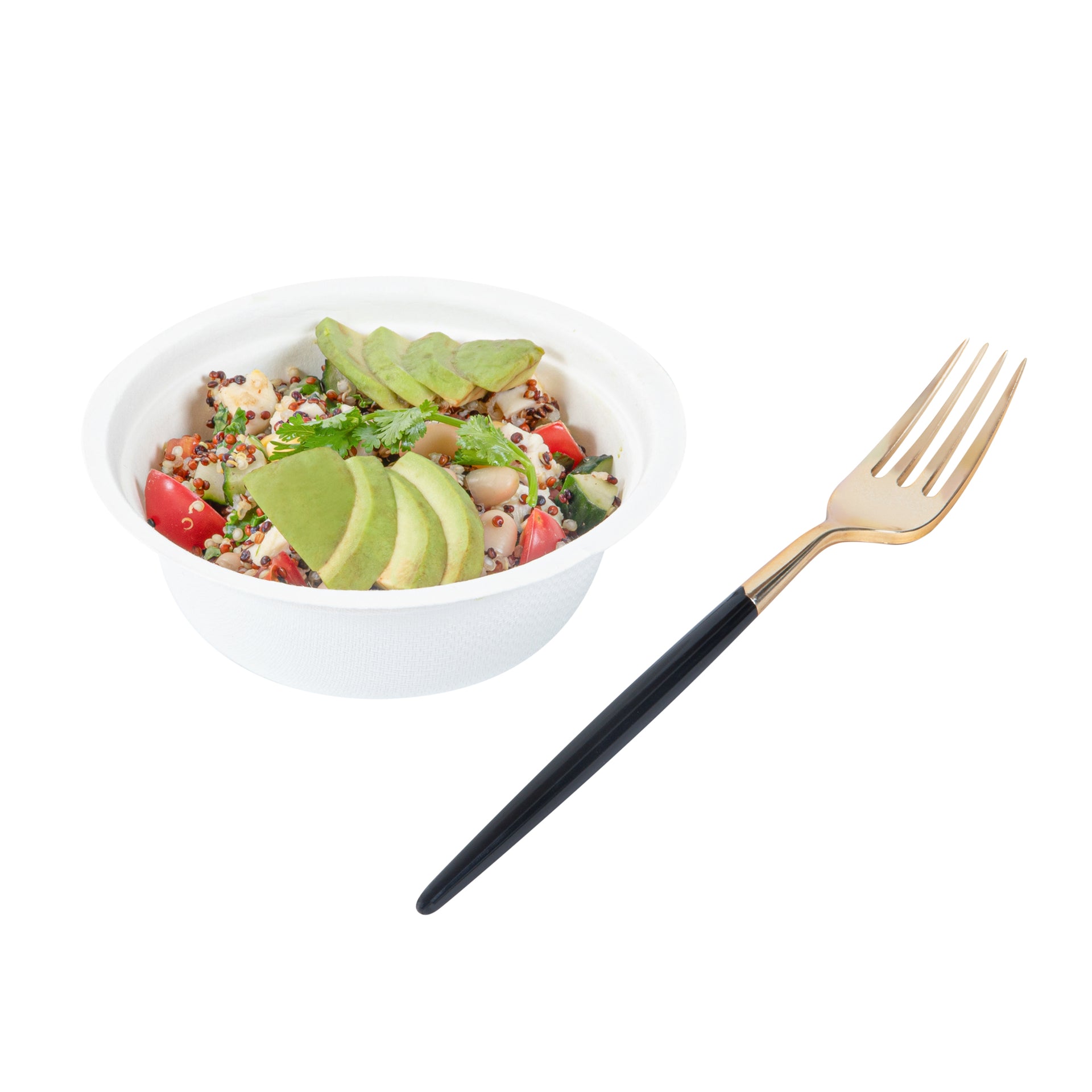 Moderna Gold Plastic Fork - with Black Handle - 7 1/2" - 500 count box