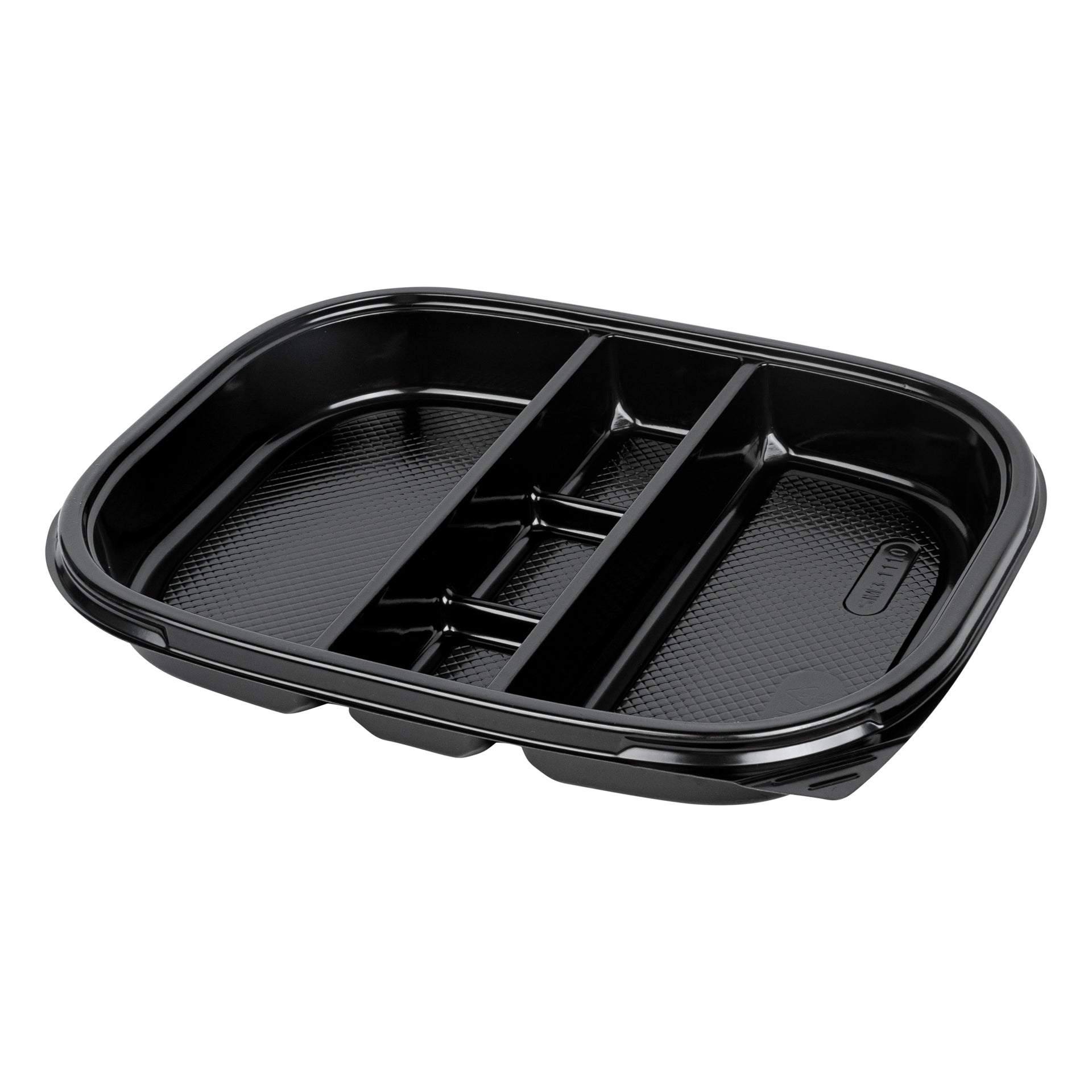 Bento Tek 51 oz Rectangle Black Plastic Bento Box - 5 Compartments - 12 ...