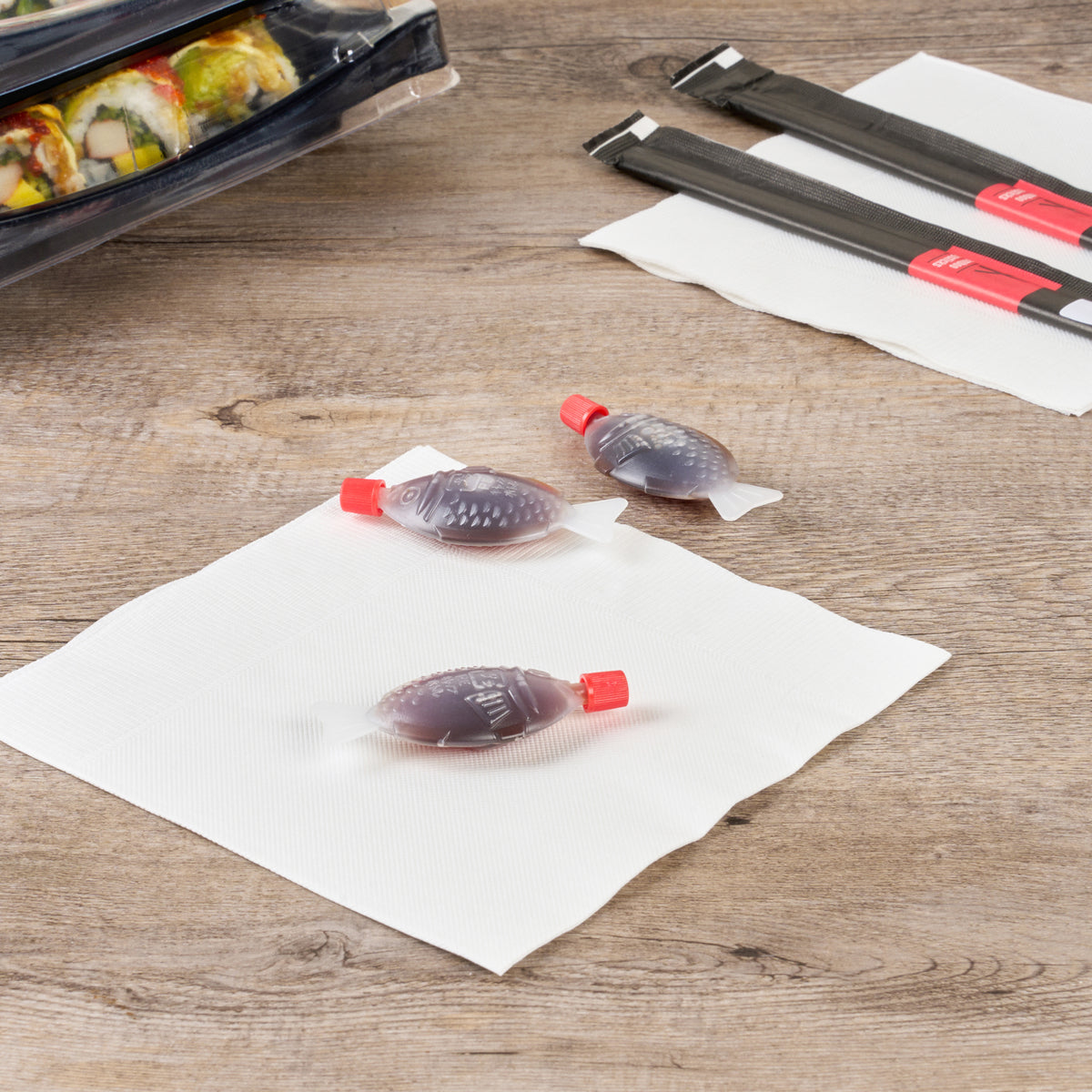 Bento Tek 8 mL Translucent Plastic Fish Soy Sauce Bottle - with Red Cap ...