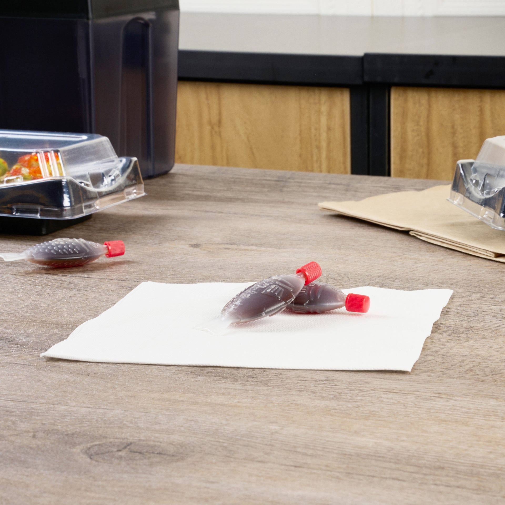 Bento Tek 8 mL Clear Plastic Fish Soy Sauce Bottle - with Red Cap - 3 ...